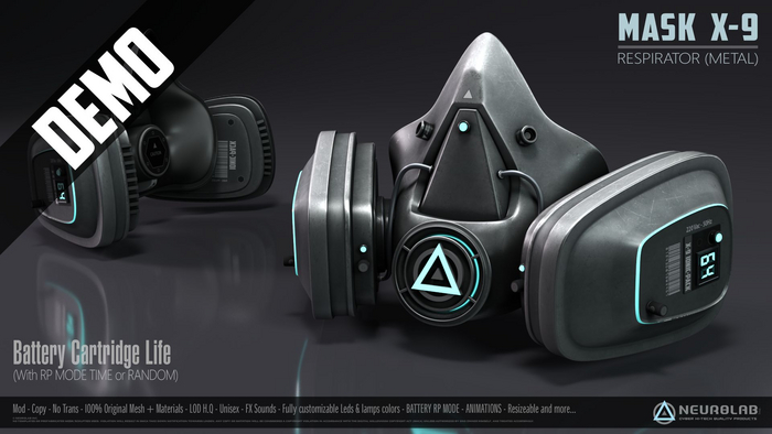 Second Life Marketplace - *DEMO* MASK X-9 Respirator (METAL) [NeurolaB ...